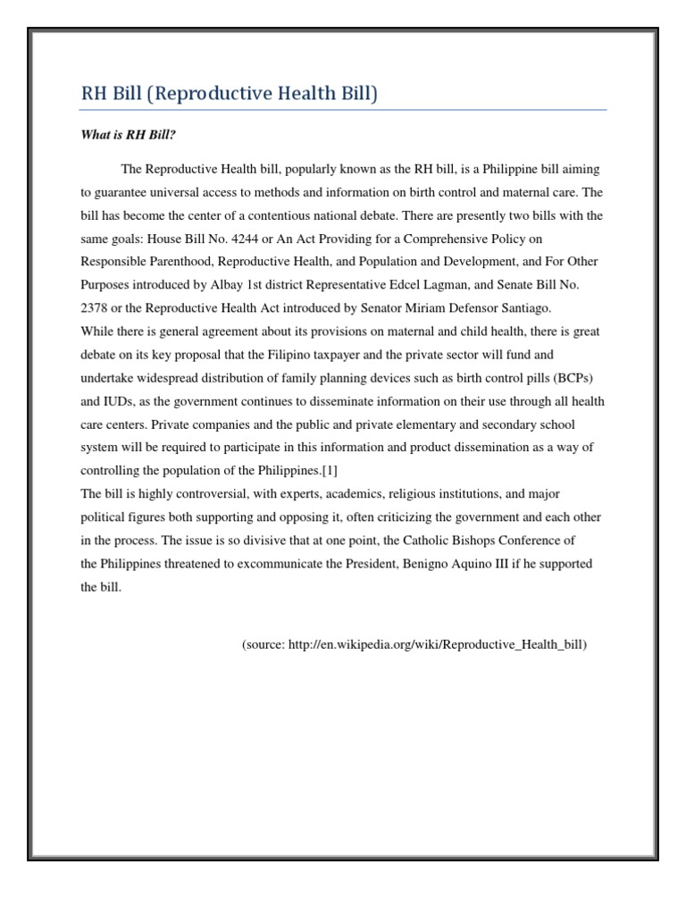 RH Bill | PDF | Reproductive Rights | Women's Health
