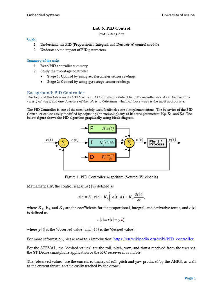 Drone Pid Controller Lab Pdf Helicopter Rotor Computer Engineering 