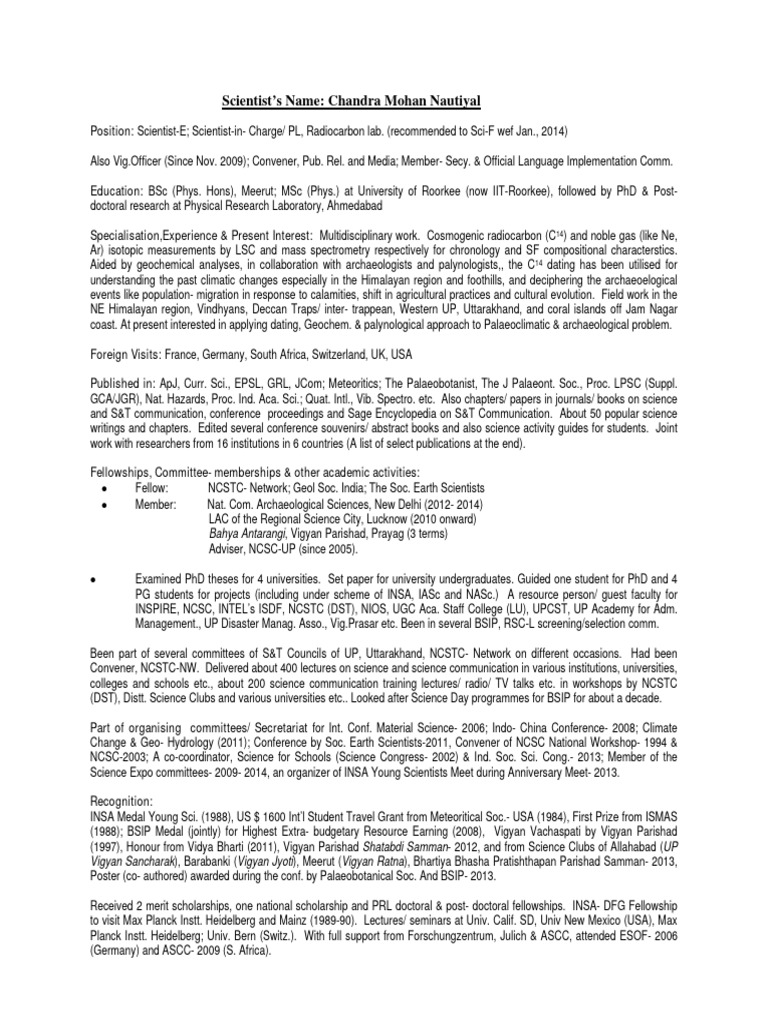 CMN CV For Website | PDF | Science | Physical Sciences