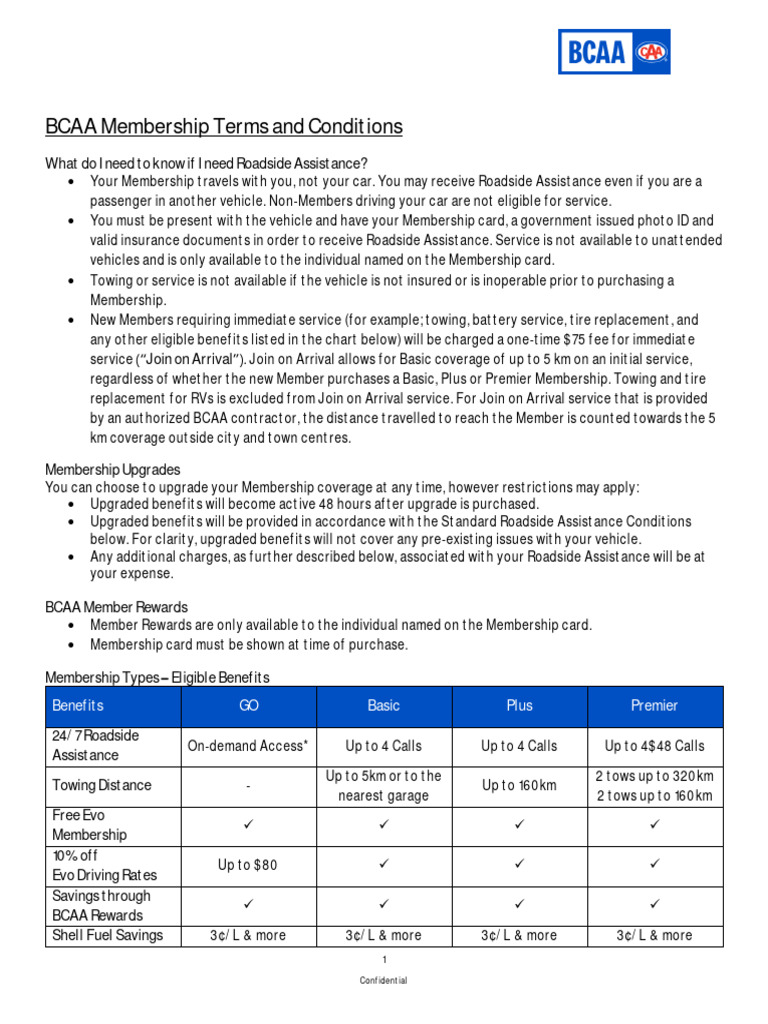 BCAA Membership Terms Conditions | PDF | Trailer (Vehicle ...