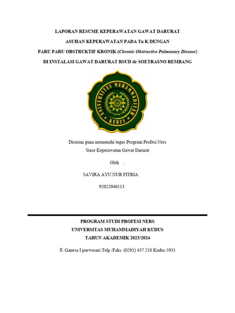 Laporan Resume Keperawatan Gawat Darurat | PDF