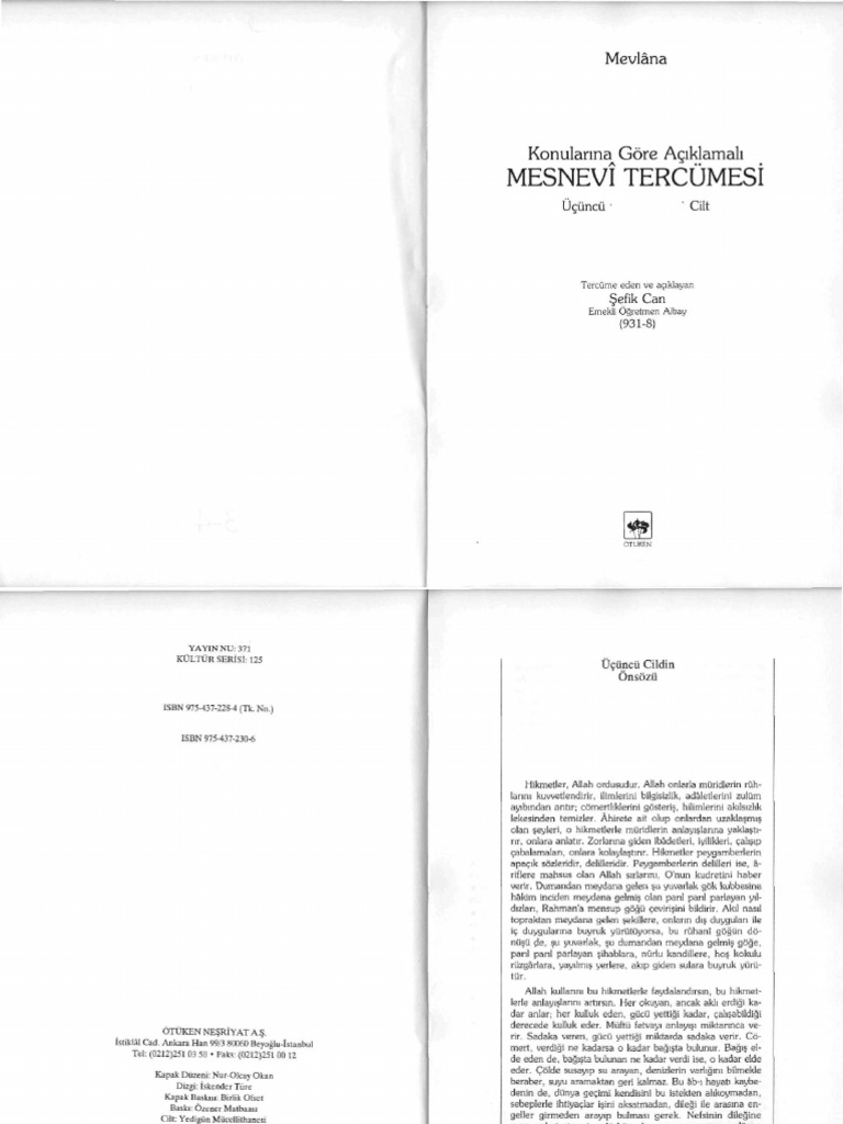 Mesnevi Serhi Sefik Can Cilt 03 Ilovepdf Compressed | PDF