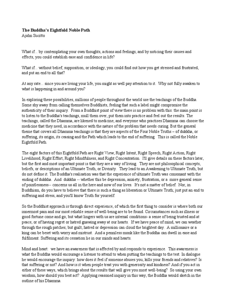 Eightfold Path - Ajahn Sucitto | PDF | Noble Eightfold Path | Mindfulness