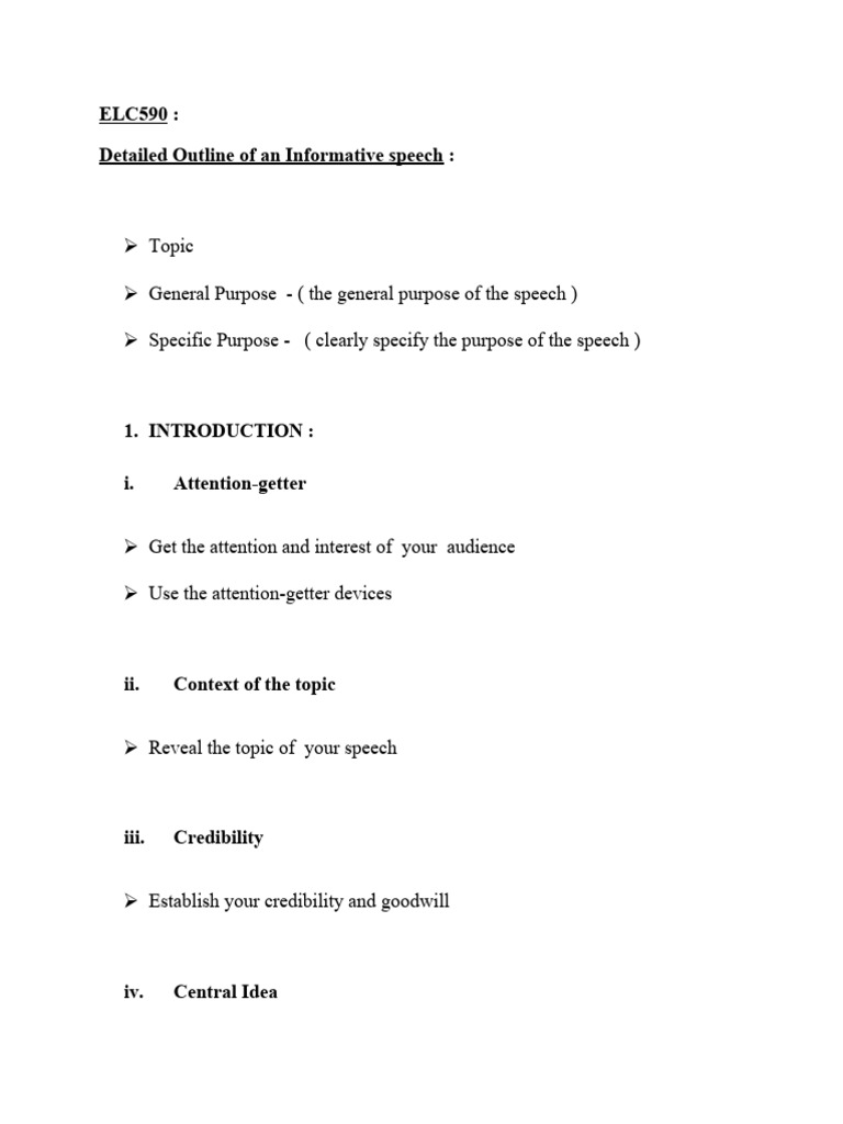 Informative Speech Outline Guide | PDF