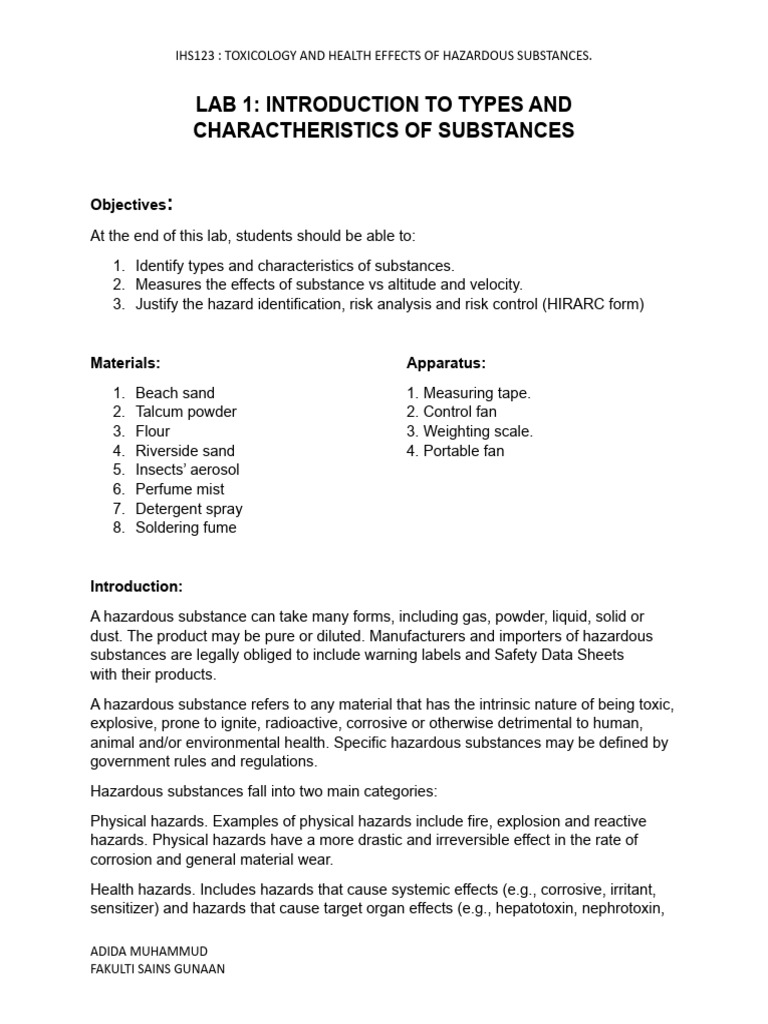 Introduction To Types of Substances | Download Free PDF | Hazards ...