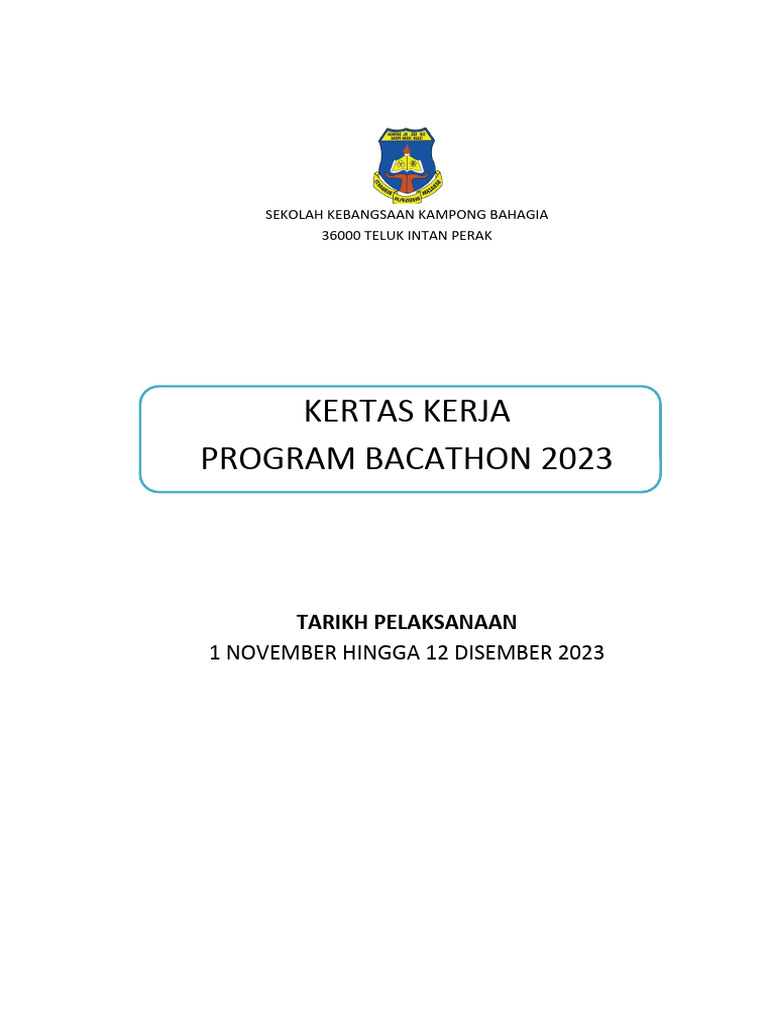 Kertas Kerja Bacathon SKKB 2023 | PDF