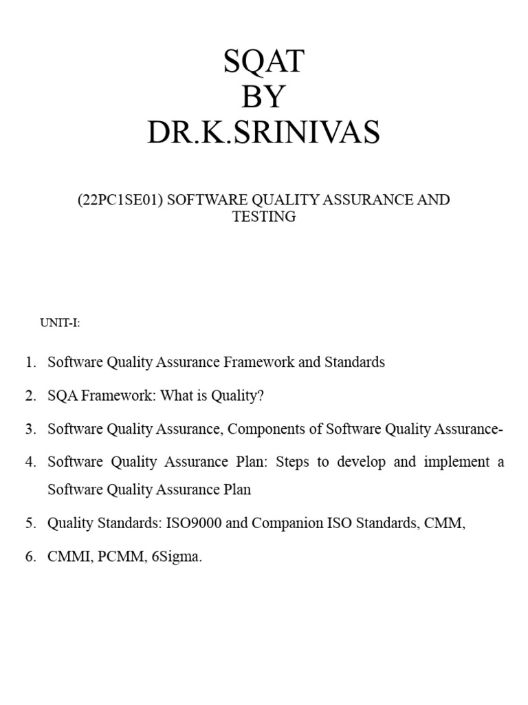 Sqat Unit-1 | PDF