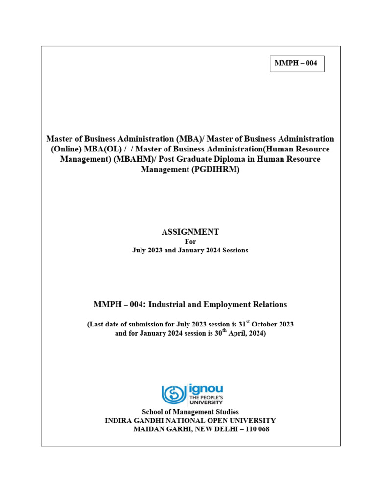 MMPH-004 Assignment | PDF | Business