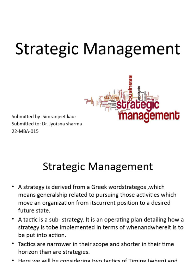 Strategic Management: Tactics & Life Cycle | PDF