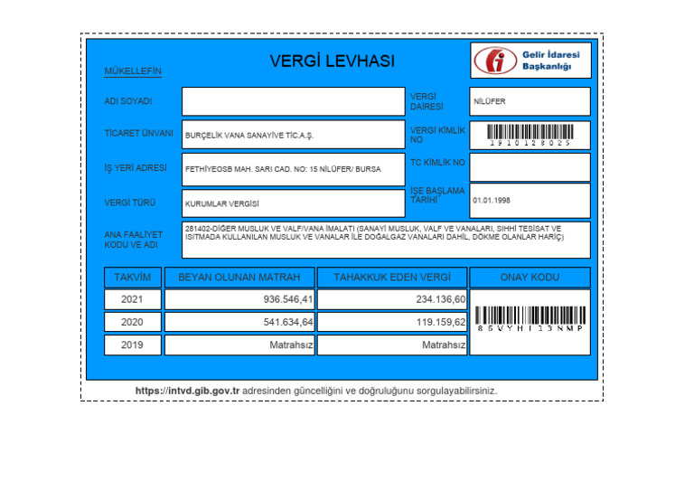 Vergi Levhasi 2021 | PDF