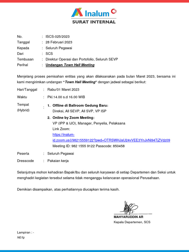 Undangan Town Hall Meeting 01 Maret 2023 | PDF