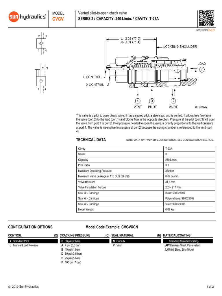 CVGV Vented Pilot-to-Open Check Valve | PDF | Valve | Mechanical ...