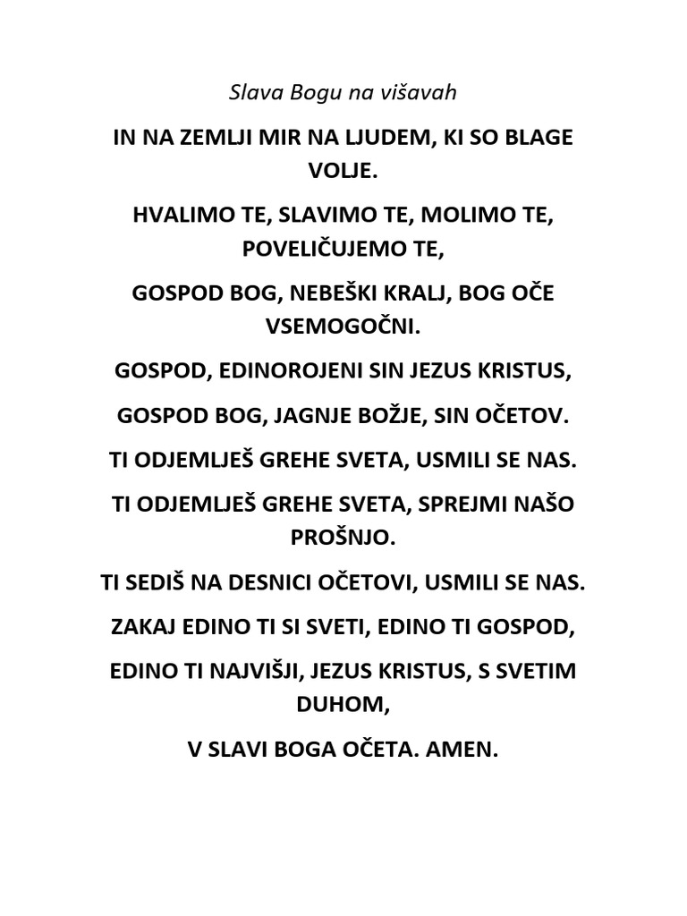Slava Bogu Na Višavah | PDF