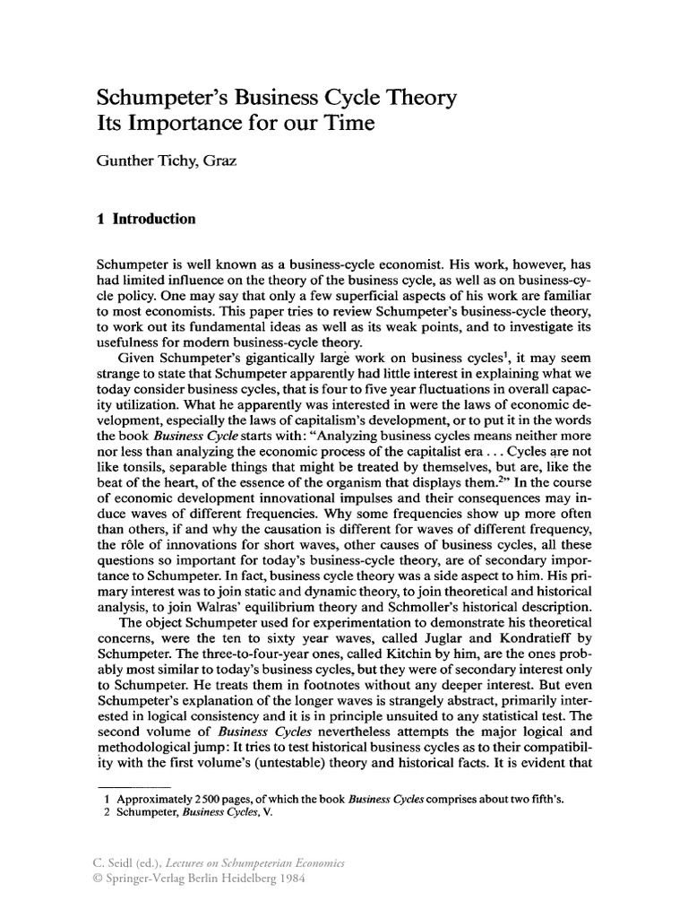 Schumpeter's Business Cycle Theory Its Importance For Our Time | PDF ...