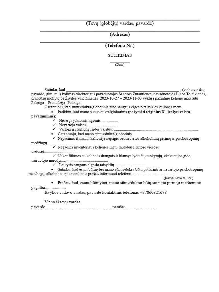 Sutikimas-dėl-kelionės-į-Prancūziją 2 | PDF