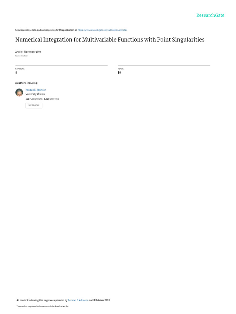 Numerical Integration For Multivariable Pdf Integral Mathematical Concepts 