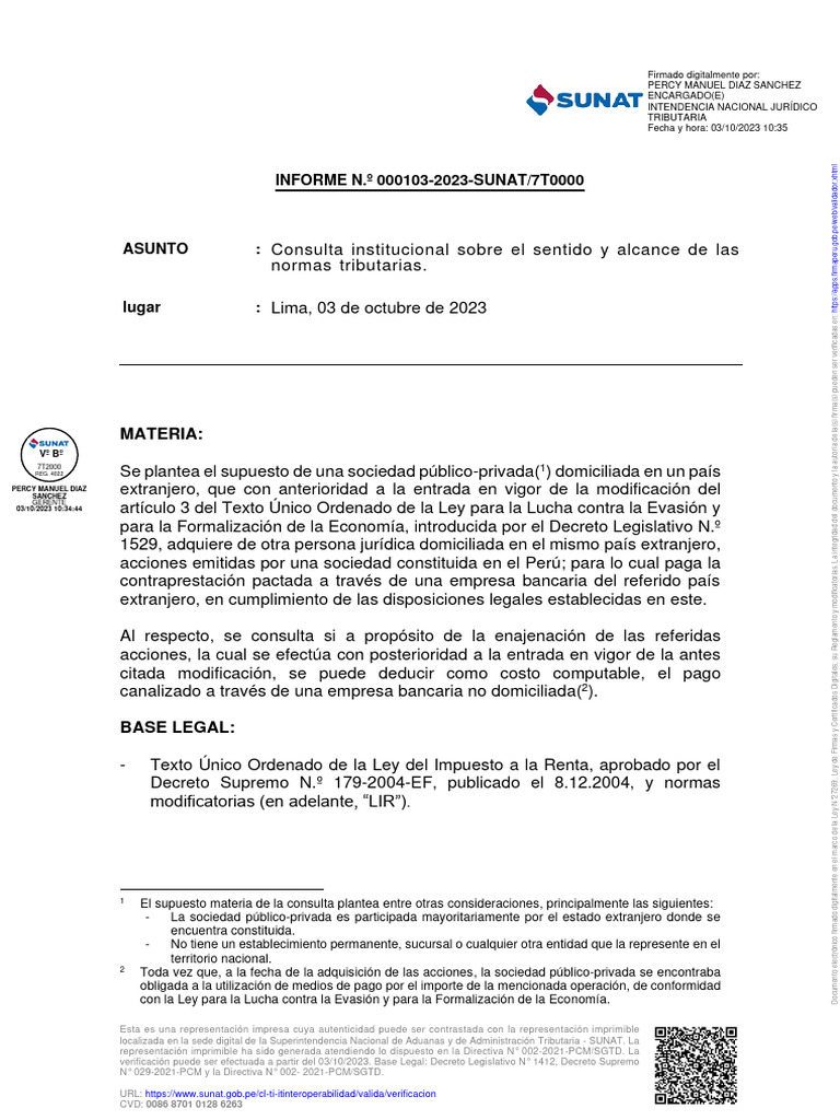 Sunat Informe 103-2023 | PDF