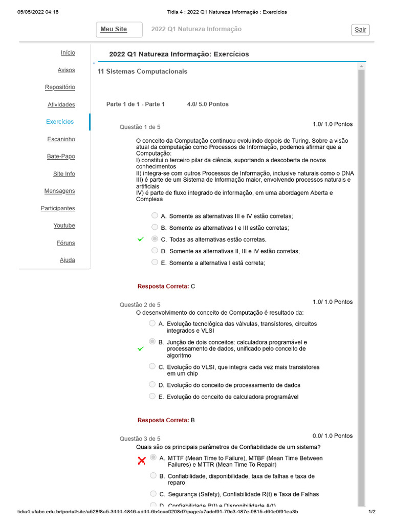 Tidia 4 2022 Q1 Natureza Informacao Exercicios | PDF | Informação ...