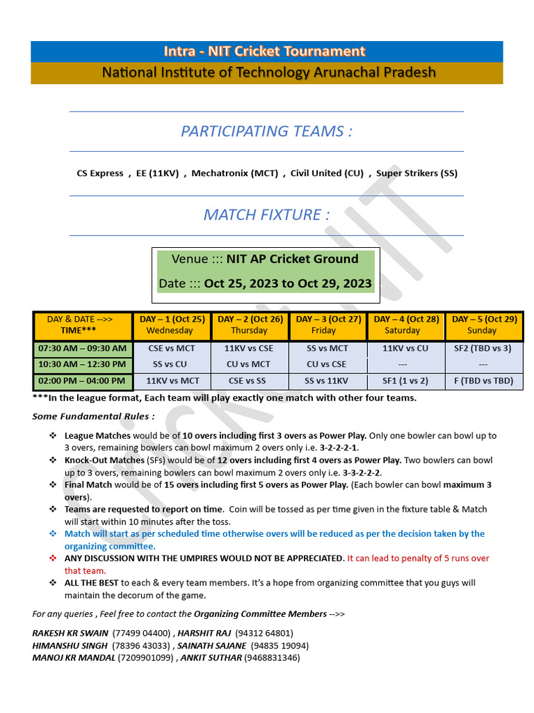 Cricket Tournament | PDF