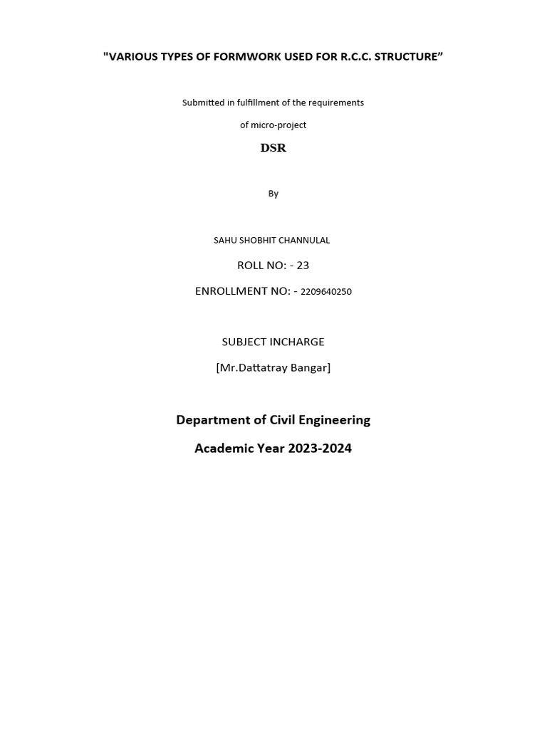 DSR Microproject | PDF | Concrete | Engineering