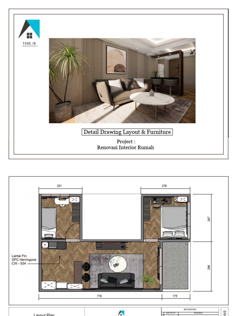Detail Drawing Layout & Furniture - Renovasi Interior | PDF ...