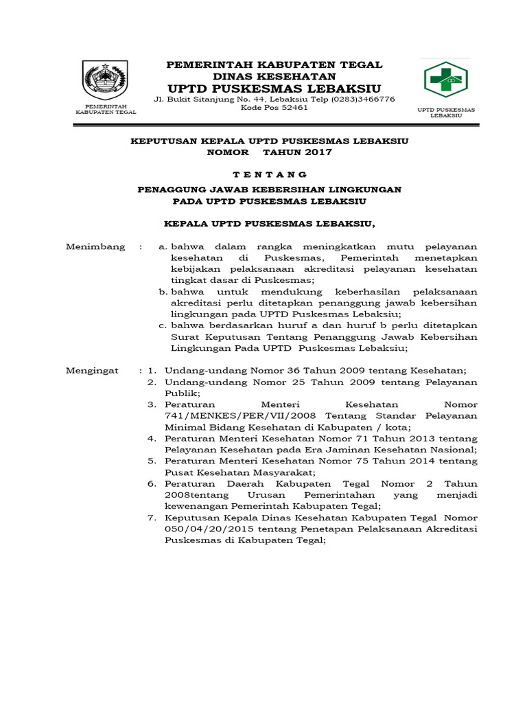 Ep6. SK Kebersihan Lingkungan - Lbs | PDF