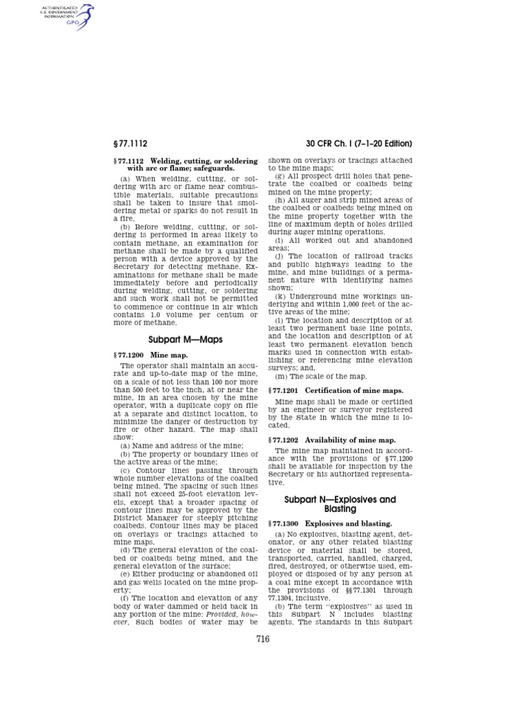 CFR 2020 Title30 Vol1 Part77 SubpartN | PDF | Elevator | Materials