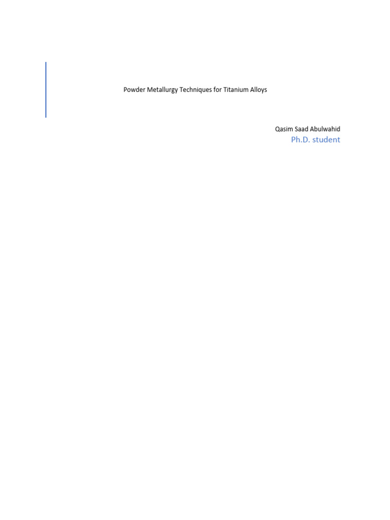 Powder Metallurgy Techniques For Titanium Alloys | PDF | Sintering ...