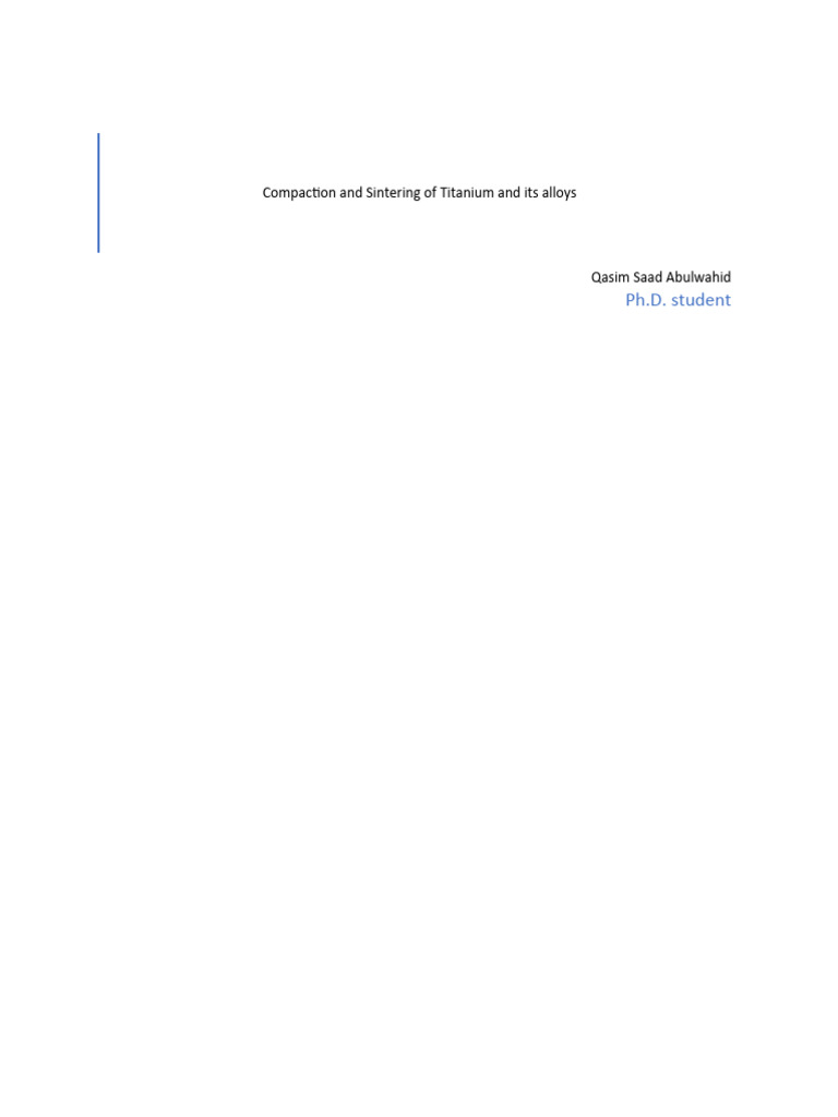 Compaction And Sintering Of Ti Alloys Pdf Sintering Titanium