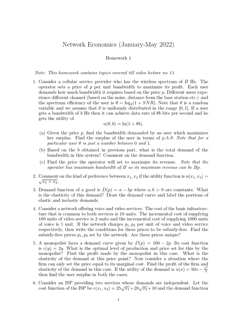 Network Economics (January-May 2022) | PDF | Demand | Price Elasticity ...