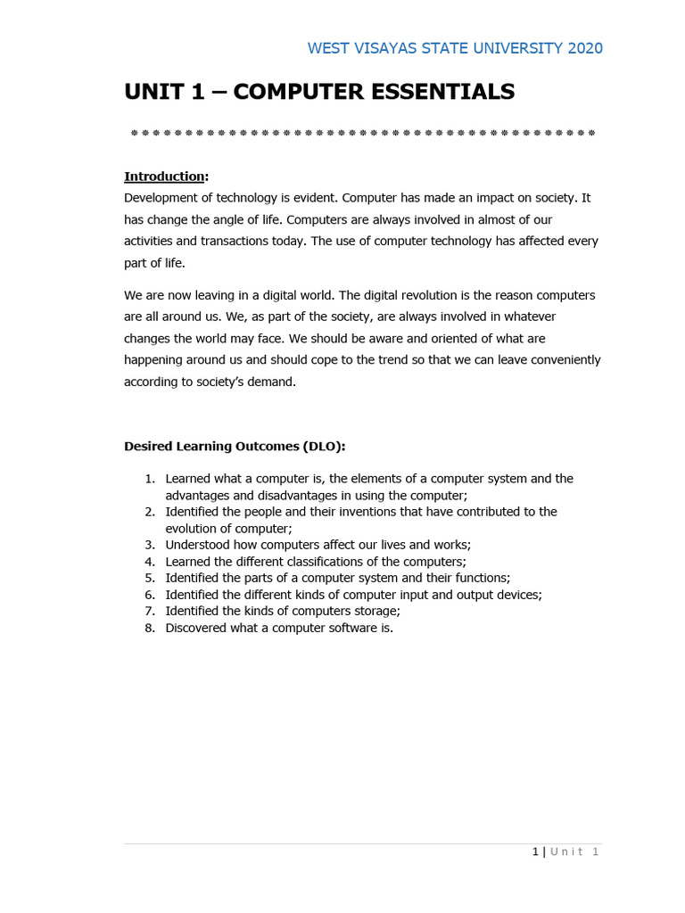 Comp 101 Module (Midterm) | PDF