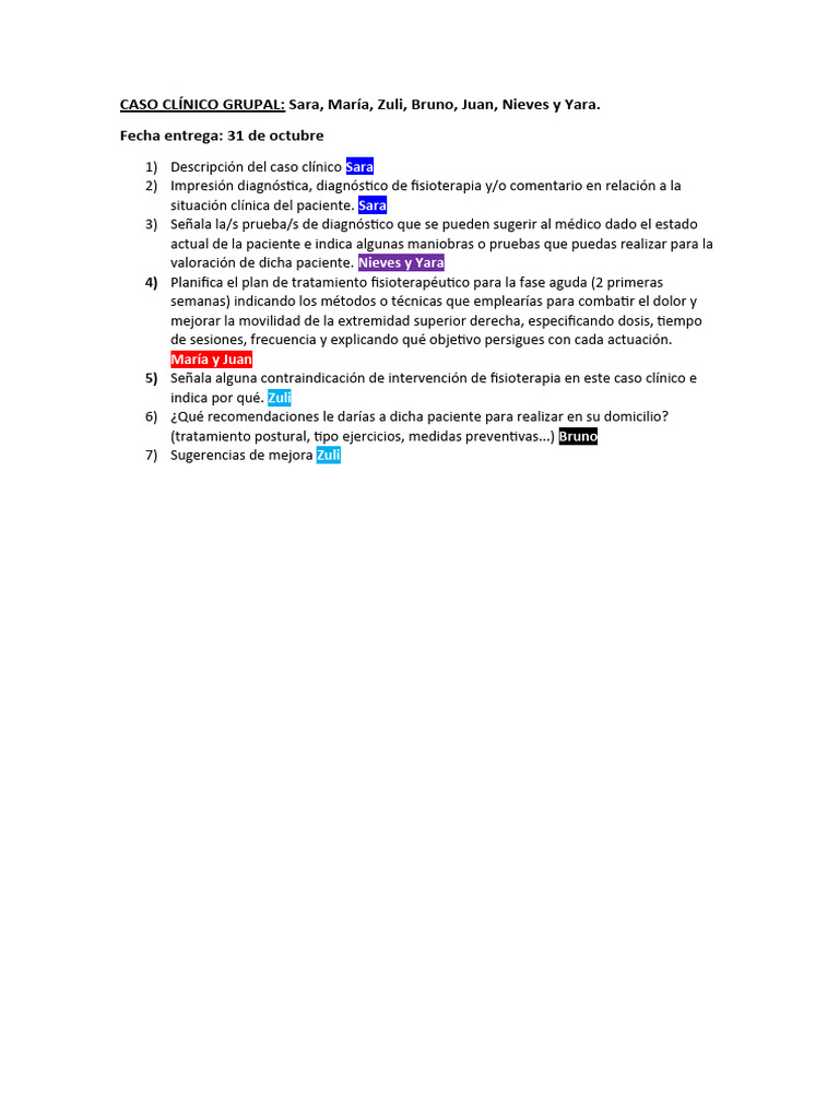 Guión Caso Clínico Grupal | PDF