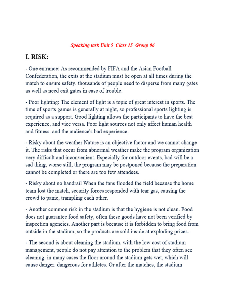Speaking Task Unit 5 - L&S | PDF