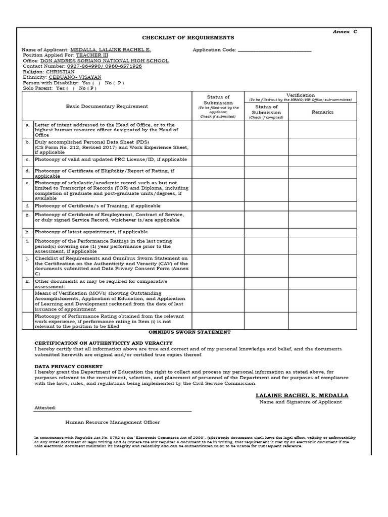 Checklist of Requirements | PDF | Authentication Checklist of Requirements | PDF | Authentication