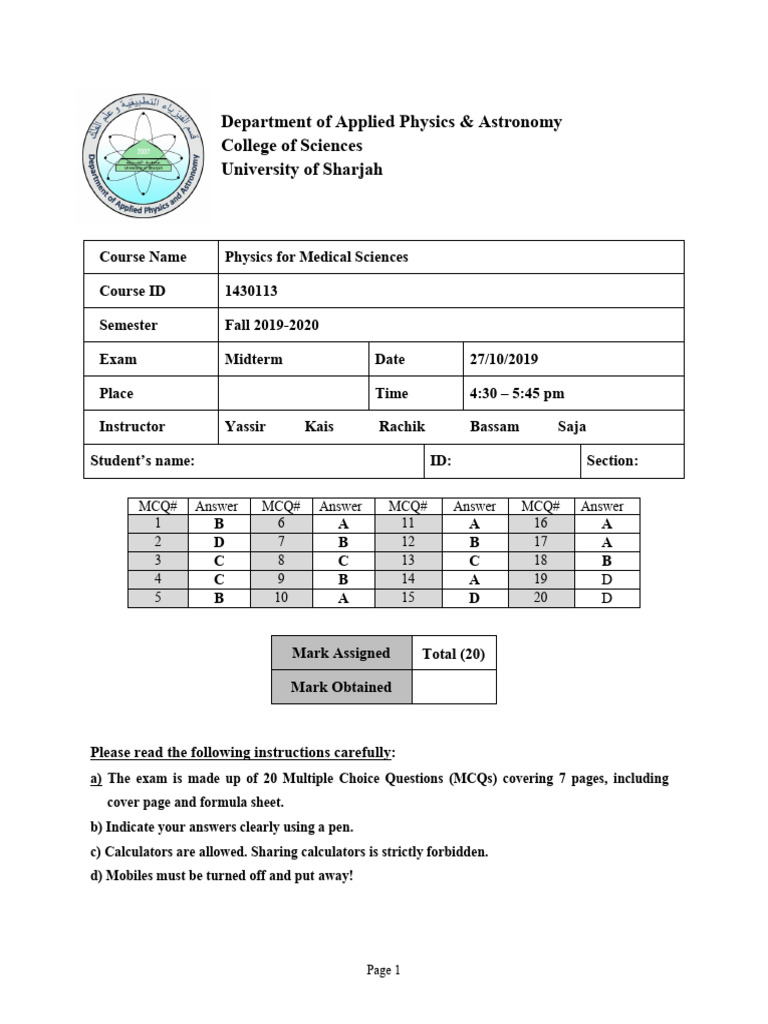 PMS Midterm Fall2019 2020 | PDF