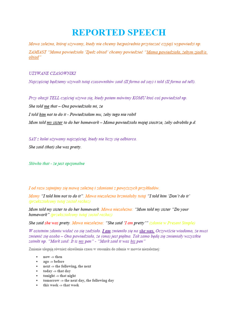 Reported Speech | PDF