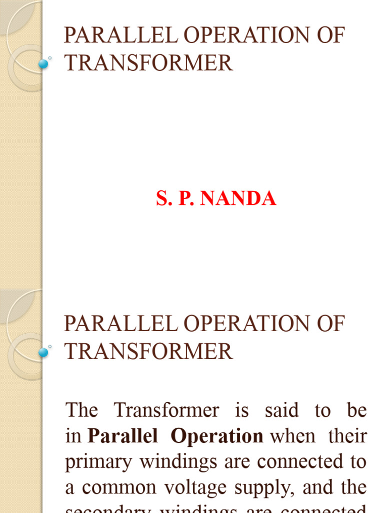 Parallel Operation of Transformer | PDF