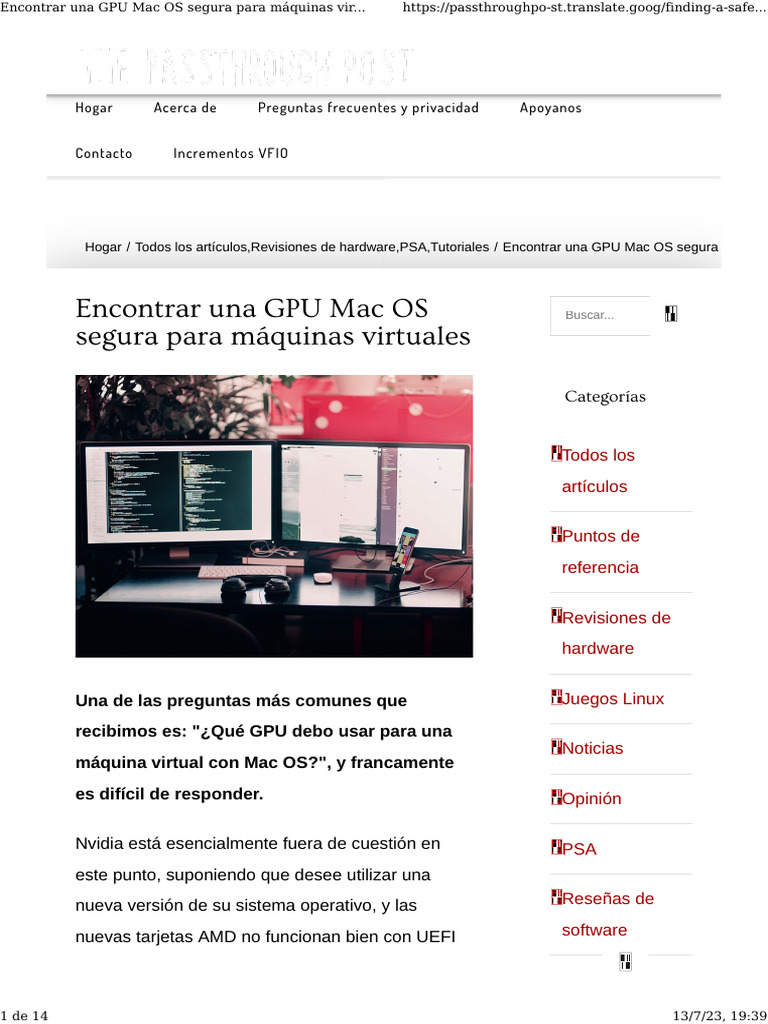 Encontrar Una GPU Mac OS Segura para Máquinas Virtuales El POST Passthrough | PDF