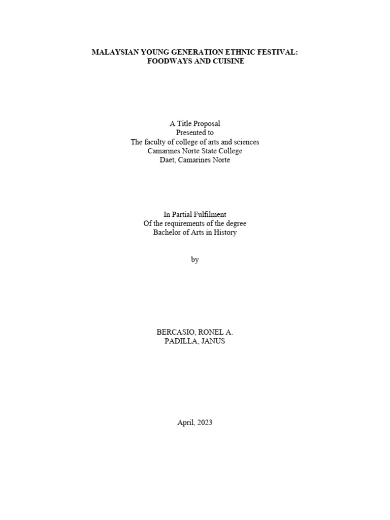 Young Generation Practices On Malaysian Ethnic Festival Foodways | PDF ...