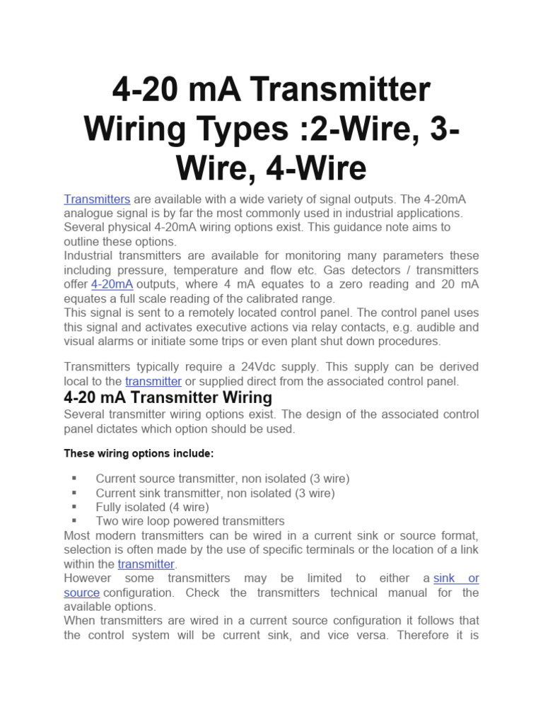 2 Wire 3 Wire 4 Wire Transmitter Wiring | PDF | Power Supply ...
