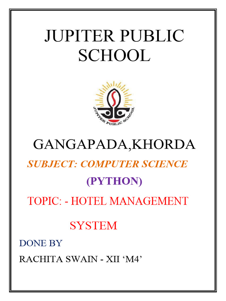 Hotel Management System Project in Python | PDF | Restaurants | Information