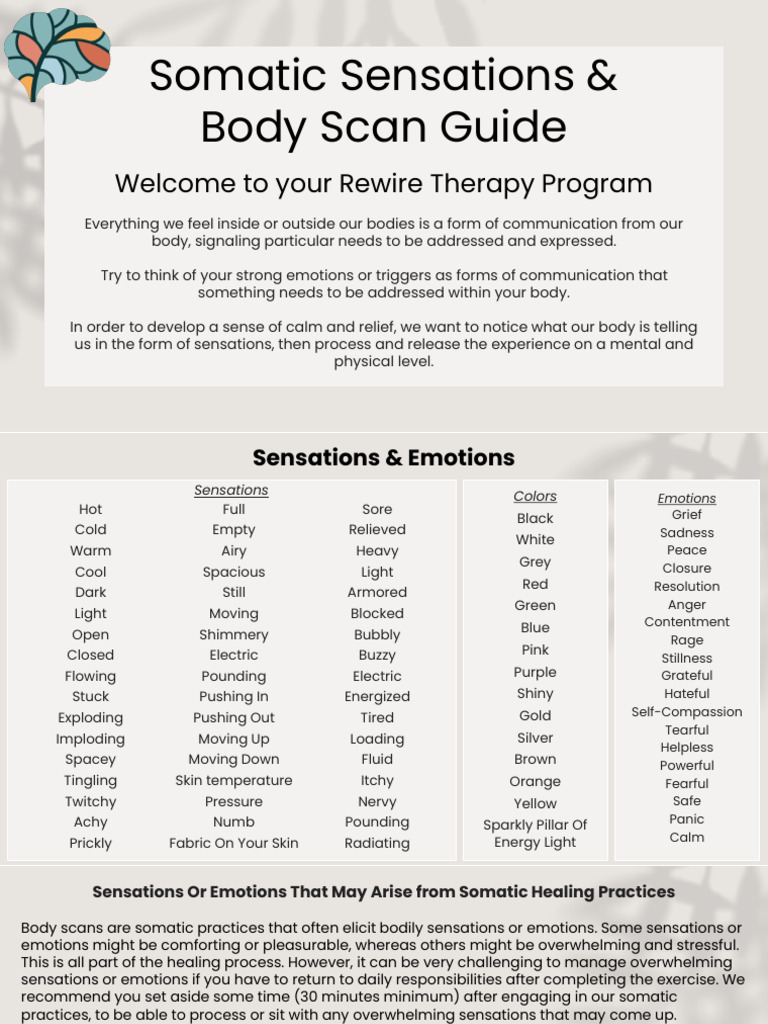 Somatic Sensations and Body Scan Guide | PDF | Emotions | Feeling