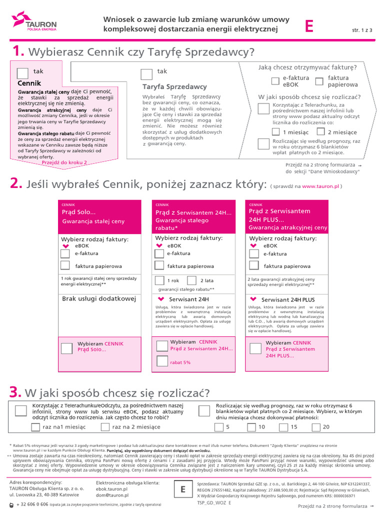 TSP GD WOZ E Wniosek o Zawarcie Zmiane Umowy Kompleksowej | PDF TSP GD WOZ E Wniosek o Zawarcie Zmiane Umowy Kompleksowej | PDF