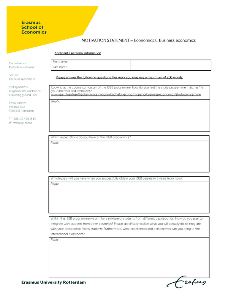 Ibeb Motivation Statement 2023 2024 - 2 - 0 | PDF