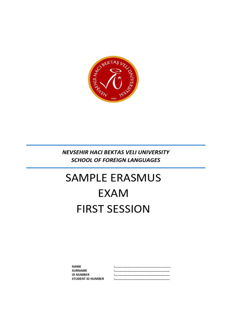 Erasmus Exam Sample: Listening, Vocabulary, Reading | PDF | Communication | Telephone