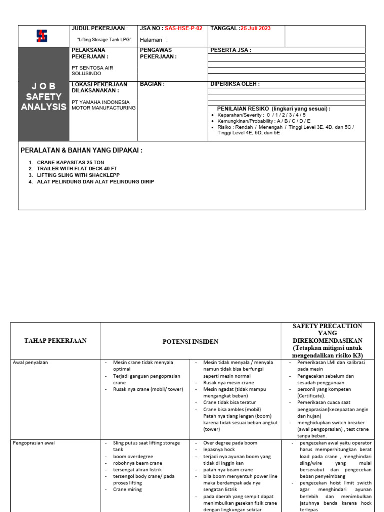 Jsa Lifting Storage Tank | PDF