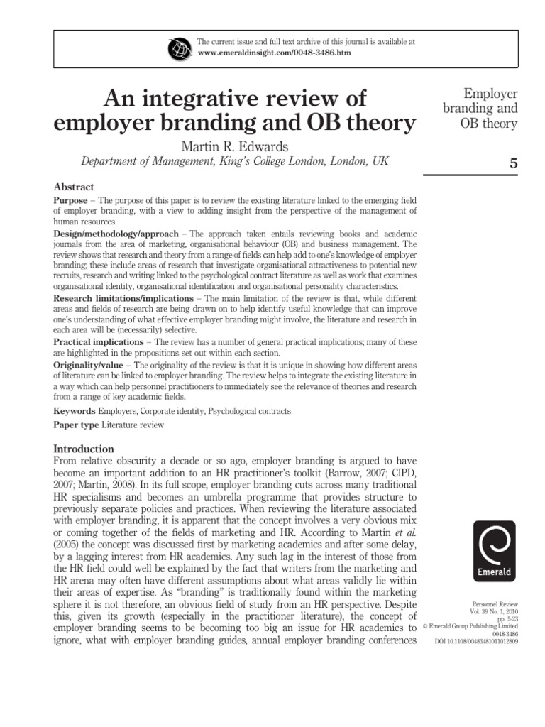 Employer Branding & Ob Theory | PDF | Brand | Employment