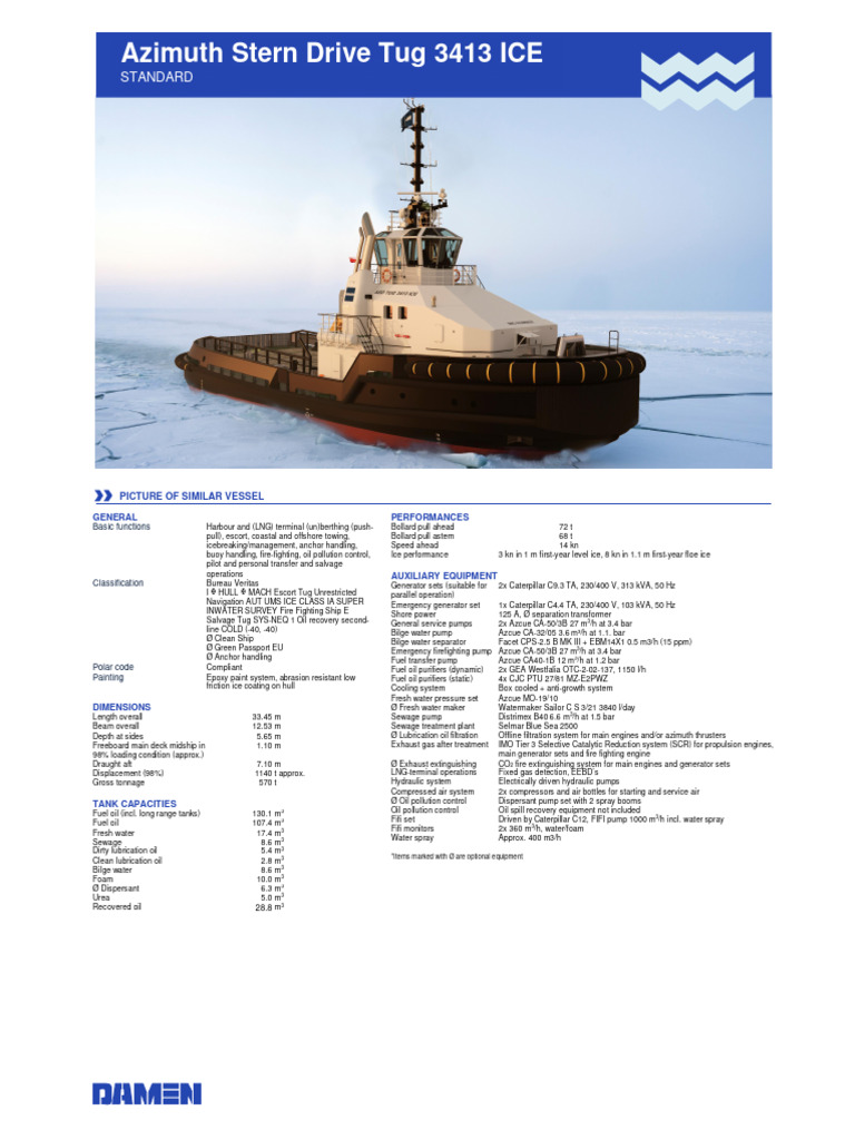 Tugboat Specifications & Features | PDF | Technology & Engineering