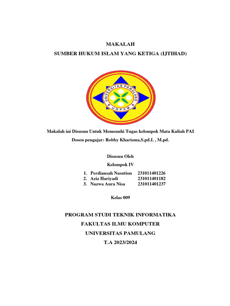 Makalah Sumber Hukum Islam (Ijtihad) | PDF