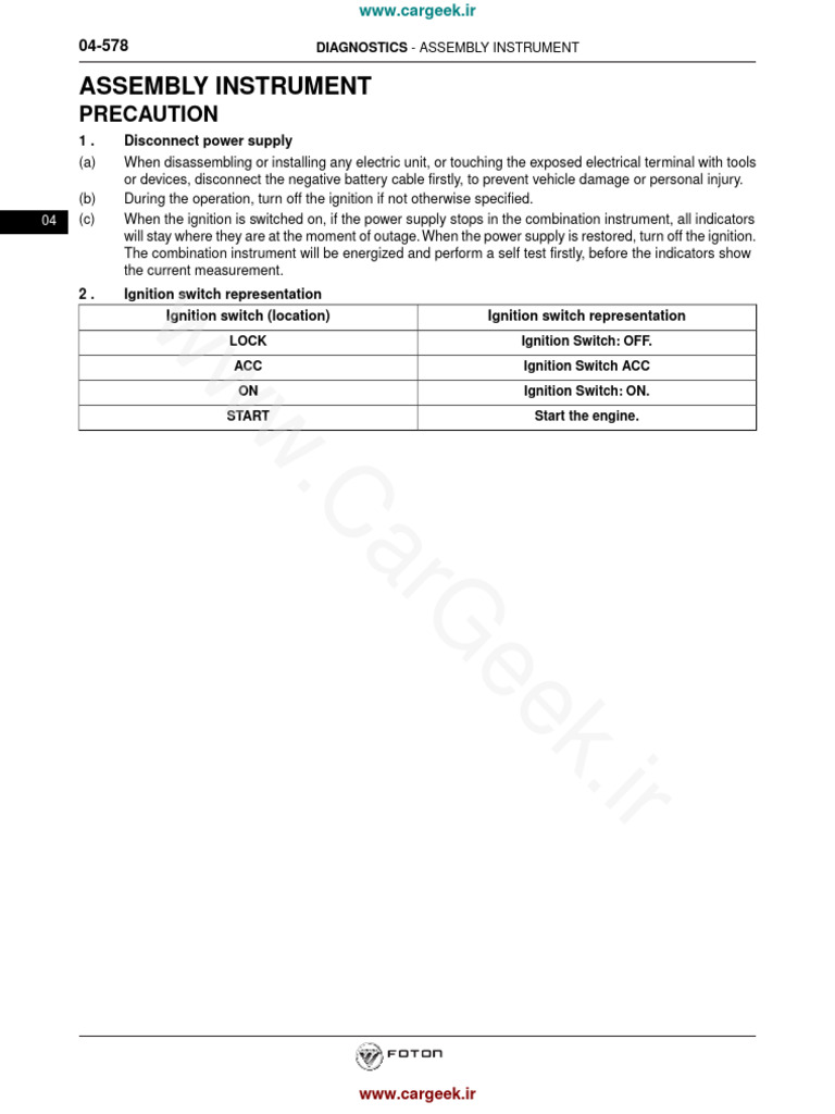 Assembly Instrument FOTON - Tunland | PDF | Electrical Connector | Switch